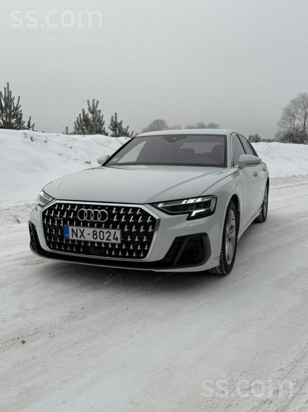 Balts Audi A8 2024 Liepāja, ar dzinēja tilpumu 3.00 L un nobraukumu 52 tūkst. km par 70000 €, foto 1 vietnē AUTOMOTO.COM.LV
