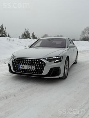 White Audi A8 2024 in Liepaja, with an engine capacity of 3.00 L and mileage of 52 thousand km for 70000 €, photo  on AUTOMOTO.COM.LV