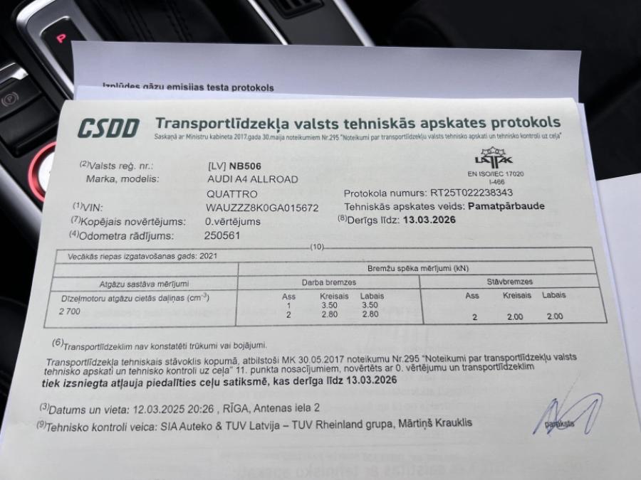 Black Audi Allroad 2016 in Riga, with an engine capacity of 2.00 L and mileage of 251 thousand km for 13450 €, photo 67 on AUTOMOTO.COM.LV