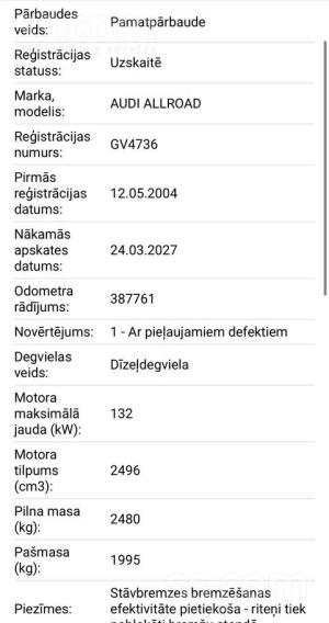 Blue Audi Allroad 2004 in Riga, with an engine capacity of 2.50 L and mileage of 389 thousand km for 1650 €, photo 18 on AUTOMOTO.COM.LV