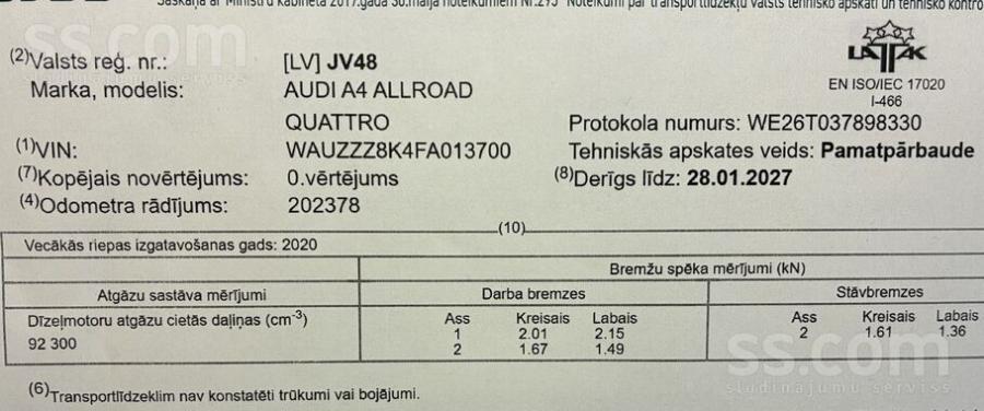 Серый Ауди Олроуд 2014 в Бауска, объемом двигателя 2.00 л и пробегом 204 тыс. км за 10500 €, фото 5 на AUTOMOTO.COM.LV