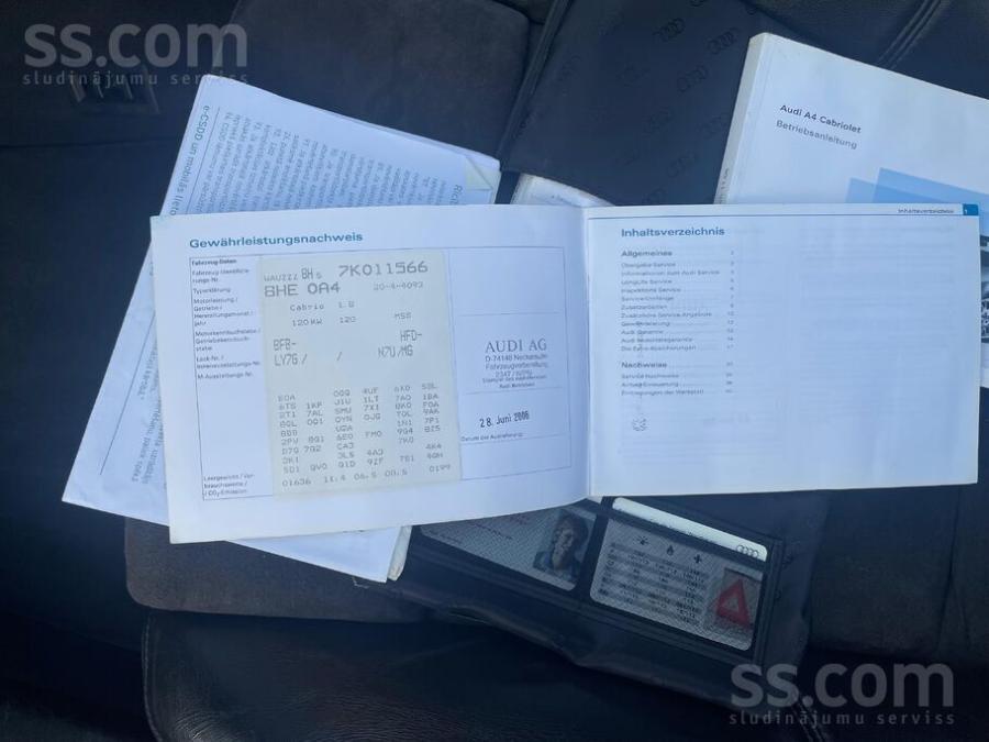 Ауди Cabriolet 2006 в Рига, объемом двигателя 1.80 л и пробегом 235 тыс. км за 3999 €, фото 28 на AUTOMOTO.COM.LV