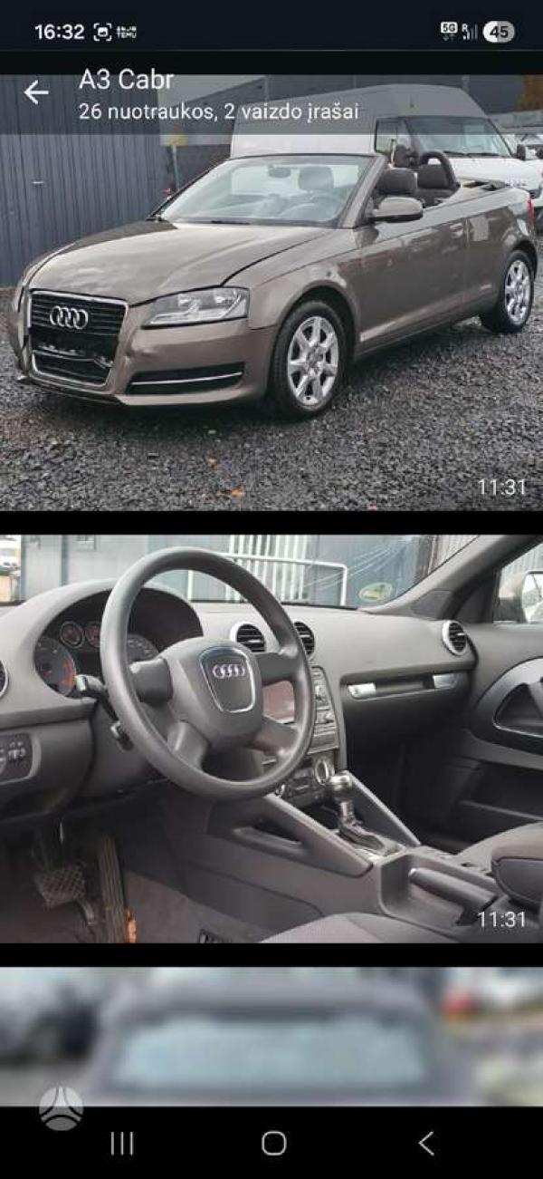 Pelēks Audi Cabriolet 2012 Klaipėda, ar dzinēja tilpumu 2.00 L un nobraukumu 194 tūkst. km par 3900 €, foto 2 vietnē AUTOMOTO.COM.LV