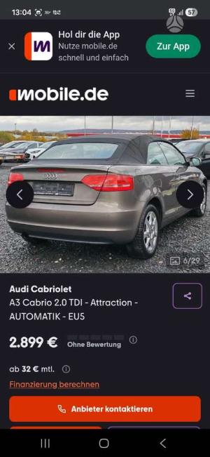 Pelēks Audi Cabriolet 2012 Klaipėda, ar dzinēja tilpumu 2.00 L un nobraukumu 194 tūkst. km par 3900 €, foto 13 vietnē AUTOMOTO.COM.LV