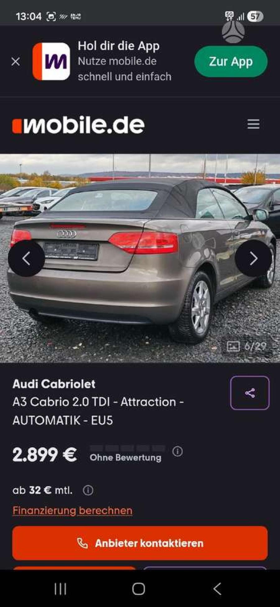 Pelēks Audi Cabriolet 2012 Klaipėda, ar dzinēja tilpumu 2.00 L un nobraukumu 194 tūkst. km par 3900 €, foto 13 vietnē AUTOMOTO.COM.LV