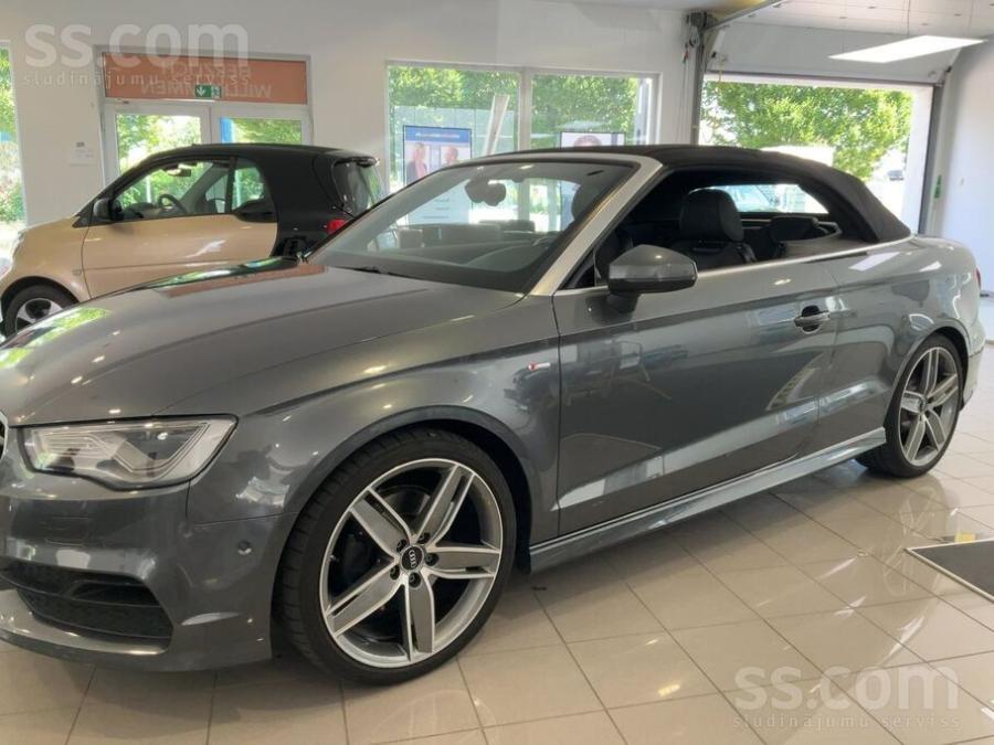 Grey Audi Cabriolet 2015 in Riga, with an engine capacity of 1.80 L and mileage of 97 thousand km for 25550 €, photo 1 on AUTOMOTO.COM.LV