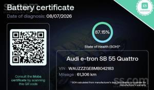 Black Audi E-Tron 2021 in Riga, with an engine capacity of 0.00 L and mileage of 61 thousand km for 31950 €, photo 6 on AUTOMOTO.COM.LV