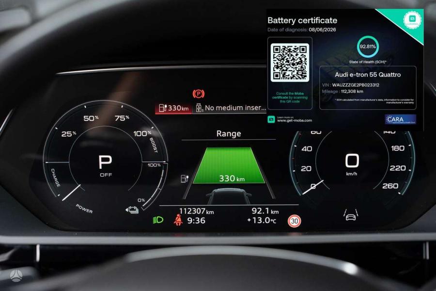 Black Audi E-Tron 2023 in Vilnius, with an engine capacity of 0.00 L and mileage of 112 thousand km for 29900 €, photo 9 on AUTOMOTO.COM.LV