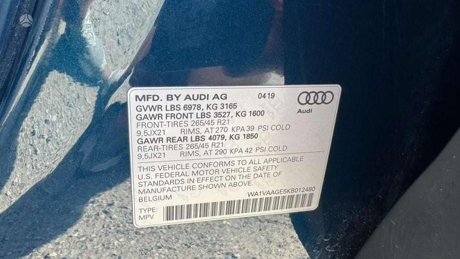 Zils Audi E-Tron 2019 Ukmergė, ar dzinēja tilpumu 0.00 L un nobraukumu 92 tūkst. km par 19999 €, foto 21 vietnē AUTOMOTO.COM.LV