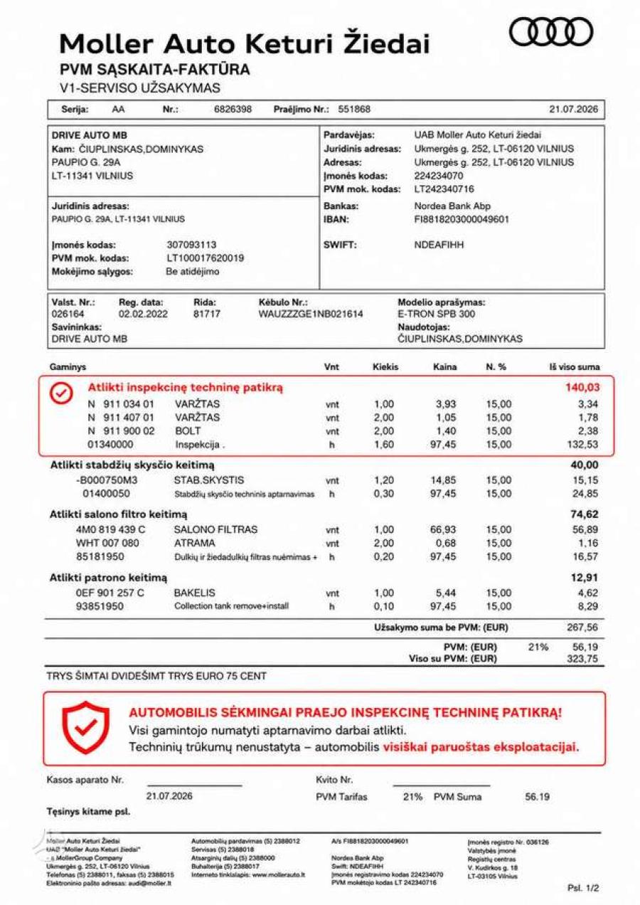 Blue Audi E-Tron 2022 in Vilnius, with an engine capacity of 0.00 L and mileage of 82 thousand km for 33900 €, photo 10 on AUTOMOTO.COM.LV
