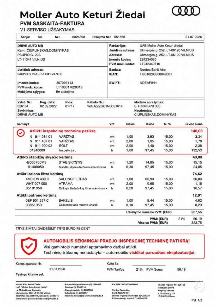 Blue Audi E-Tron 2022 in Vilnius, with an engine capacity of 0.00 L and mileage of 82 thousand km for 33900 €, photo 37 on AUTOMOTO.COM.LV