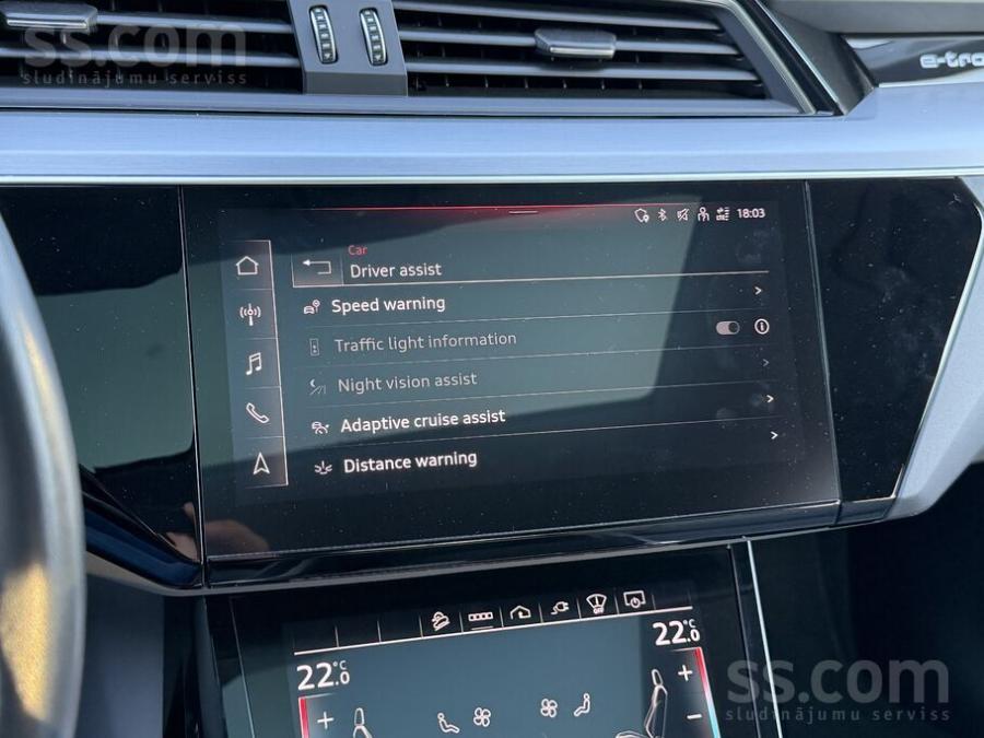 Blue Audi E-Tron 2022 in Riga, with an engine capacity of 0.00 L and mileage of 53 thousand km for 38990 €, photo 16 on AUTOMOTO.COM.LV