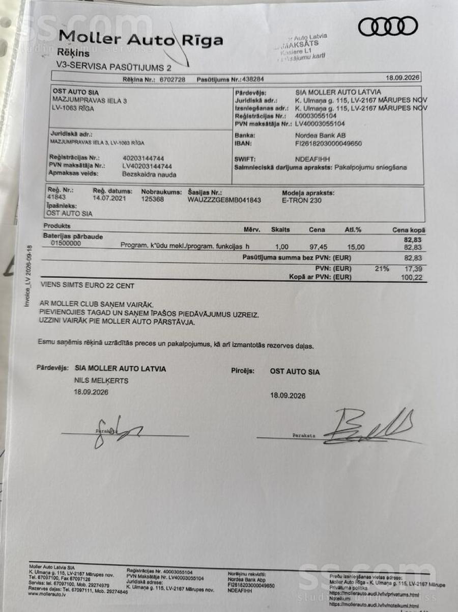 Grey Audi E-Tron 2021 in Riga, with an engine capacity of 0.00 L and mileage of 125 thousand km for 24777 €, photo 25 on AUTOMOTO.COM.LV