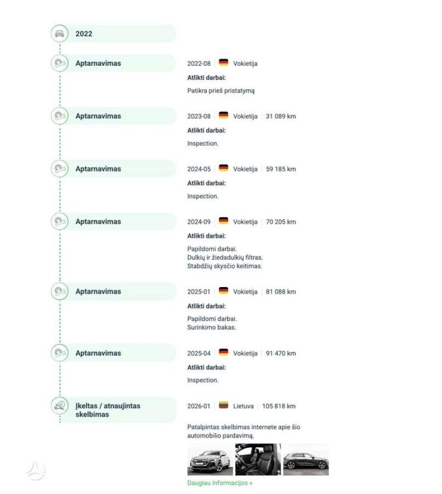 Grey Audi E-Tron 2022 in Vilnius, with an engine capacity of 0.00 L and mileage of 106 thousand km for 32200 €, photo 5 on AUTOMOTO.COM.LV
