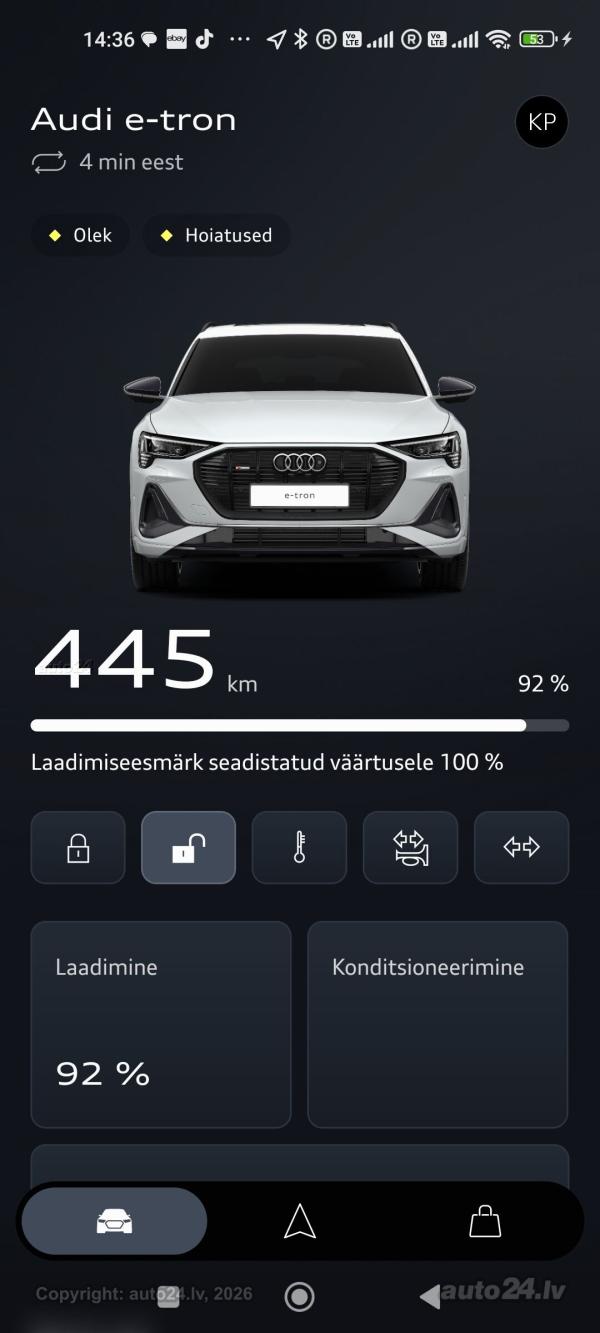 Balts Audi E-Tron 2021 Tallina, ar dzinēja tilpumu 0.00 L un nobraukumu 88 tūkst. km par 38990 €, foto 9 vietnē AUTOMOTO.COM.LV