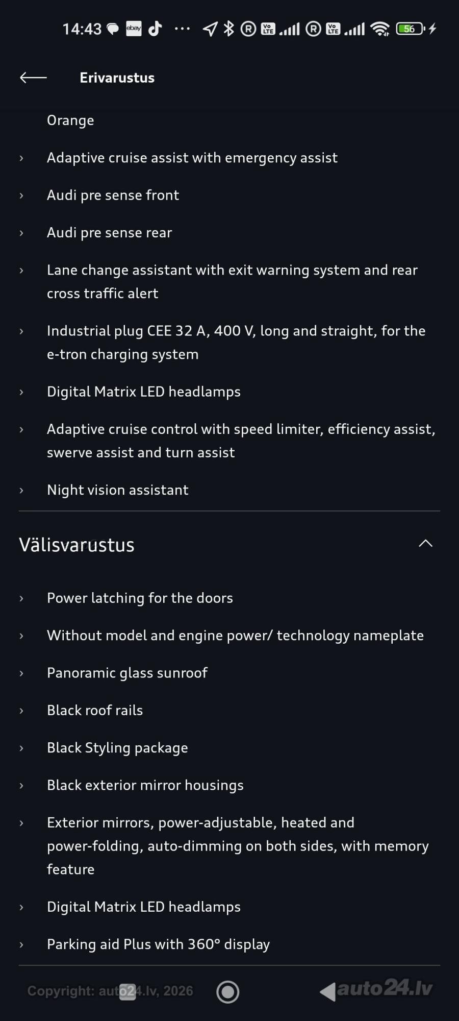 Белый Ауди E-Tron 2021 в Таллин, объемом двигателя 0.00 л и пробегом 88 тыс. км за 38990 €, фото 14 на AUTOMOTO.COM.LV