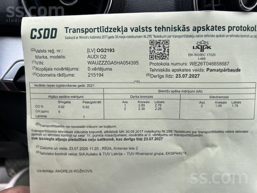 Black Audi Q2 2017 in Riga, with an engine capacity of 1.40 L and mileage of 215 thousand km for 15200 €, photo 24 on AUTOMOTO.COM.LV