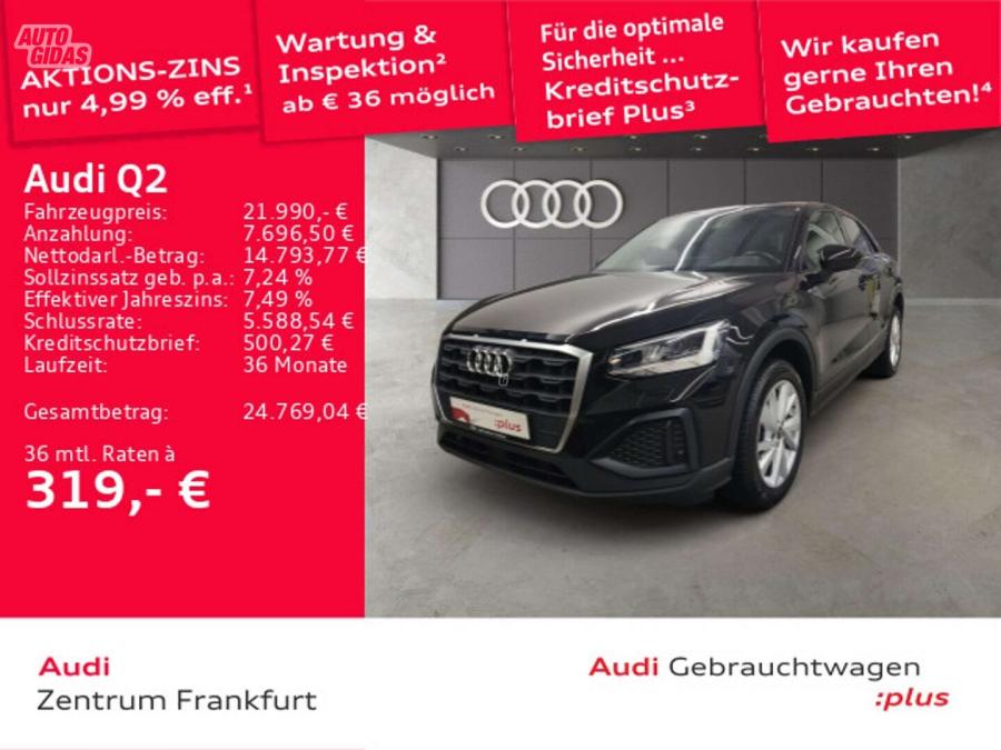 Black Audi Q2 2022 in Kaunas, with an engine capacity of 1.50 L and mileage of 47 thousand km for 24830 €, photo 1 on AUTOMOTO.COM.LV