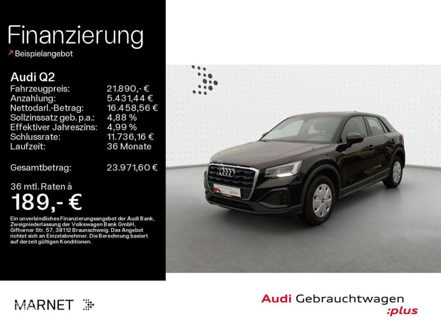 Melns Audi Q2 2022 Kauņa, ar dzinēja tilpumu 1.50 L un nobraukumu 45 tūkst. km par 24725 €, foto 1 vietnē AUTOMOTO.COM.LV