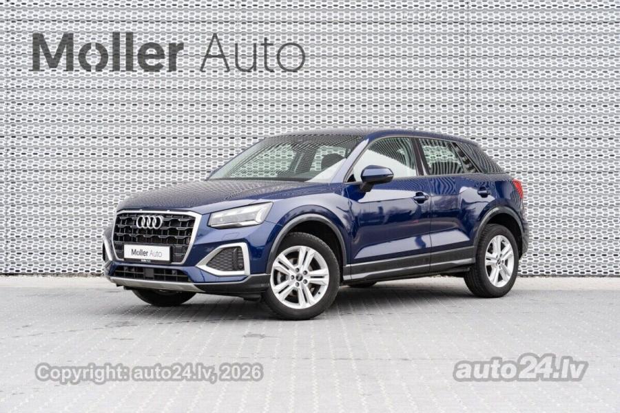 Blue Audi Q2 2023 in Riga, with an engine capacity of 1.50 L and mileage of 35 thousand km for 26901 €, photo 1 on AUTOMOTO.COM.LV