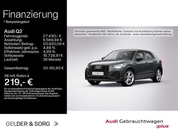 Grey Audi Q2 2023 in Kaunas, with an engine capacity of 1.50 L and mileage of 21 thousand km for 30591 €, photo 1 on AUTOMOTO.COM.LV