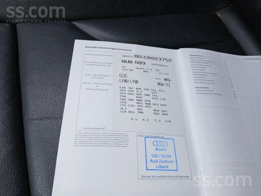 Черный Ауди Ку3 2012 в Рига, объемом двигателя 2.00 л и пробегом 122 тыс. км за 9900 €, фото 15 на AUTOMOTO.COM.LV