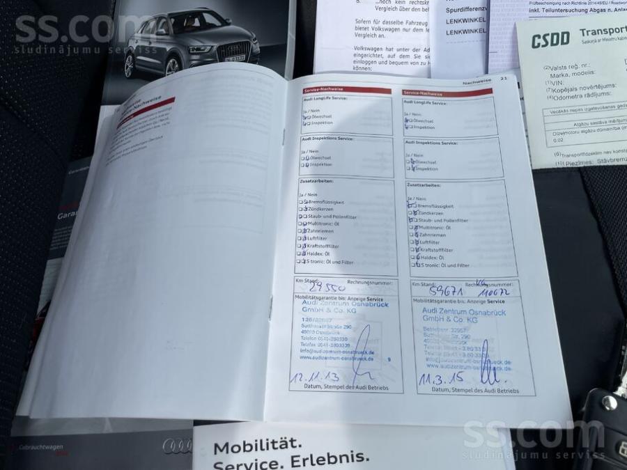 Black Audi Q3 2012 in Ogre, with an engine capacity of 2.00 L and mileage of 188 thousand km for 11970 €, photo 27 on AUTOMOTO.COM.LV