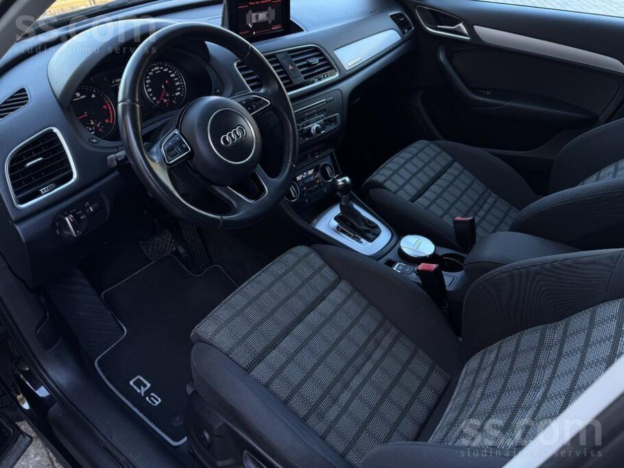 Black Audi Q3 2015 in Jelgava, with an engine capacity of 2.00 L and mileage of 218 thousand km for 12950 €, photo 10 on AUTOMOTO.COM.LV