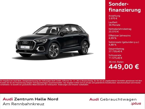 Black Audi Q3 2020 in Kaunas, with an engine capacity of 1.50 L and mileage of 56 thousand km for 31649 €, photo 1 on AUTOMOTO.COM.LV