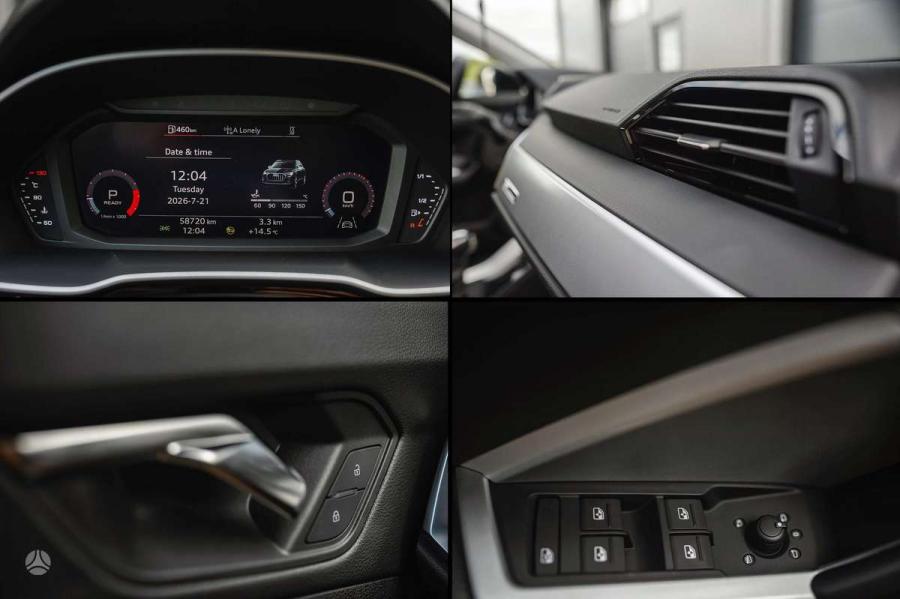 Black Audi Q3 2023 in Kaunas, with an engine capacity of 1.50 L and mileage of 59 thousand km for 26990 €, photo 17 on AUTOMOTO.COM.LV