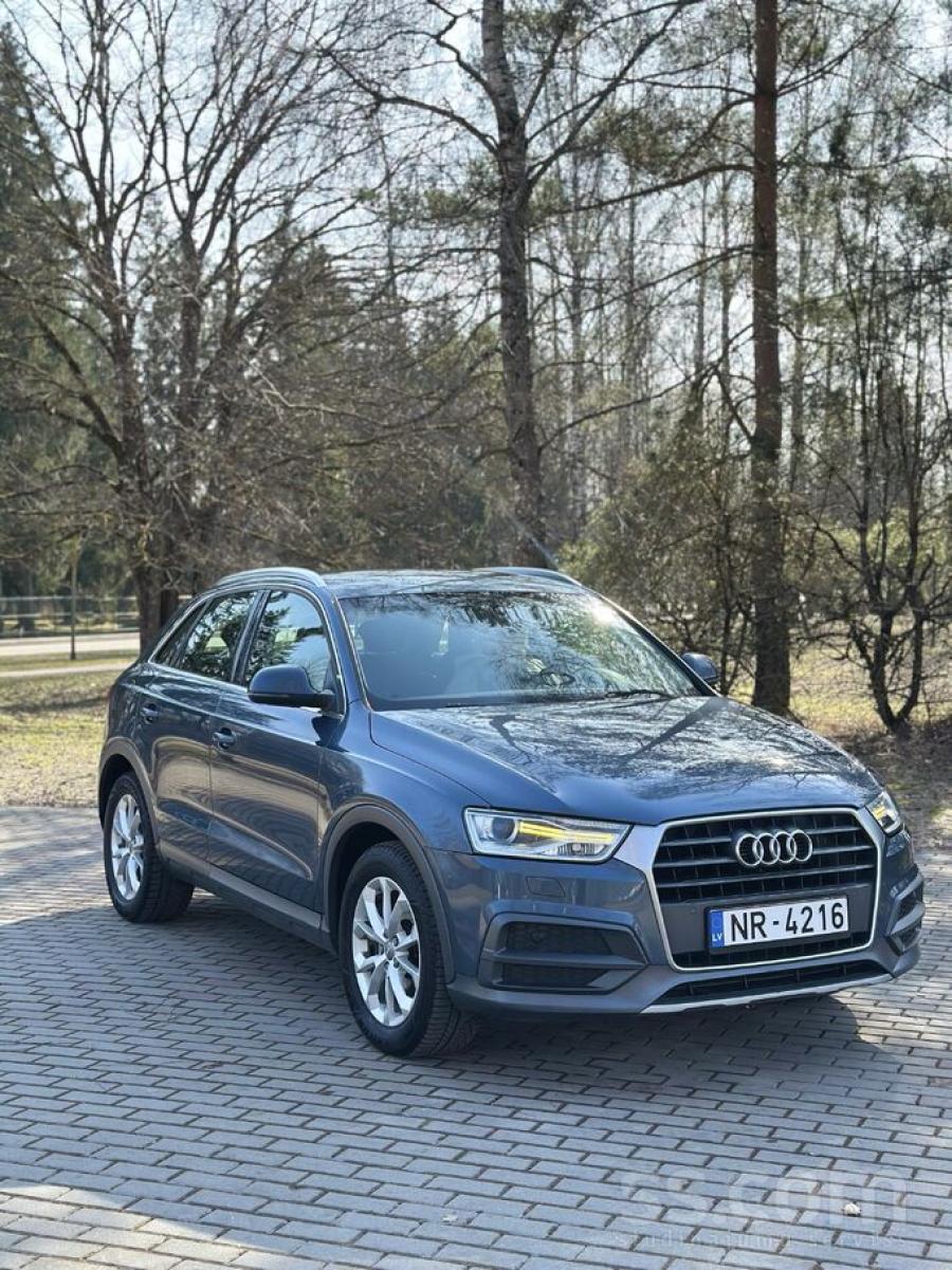 Blue Audi Q3 2017 in Riga, with an engine capacity of 2.00 L and mileage of 242 thousand km for 16750 €, photo 1 on AUTOMOTO.COM.LV