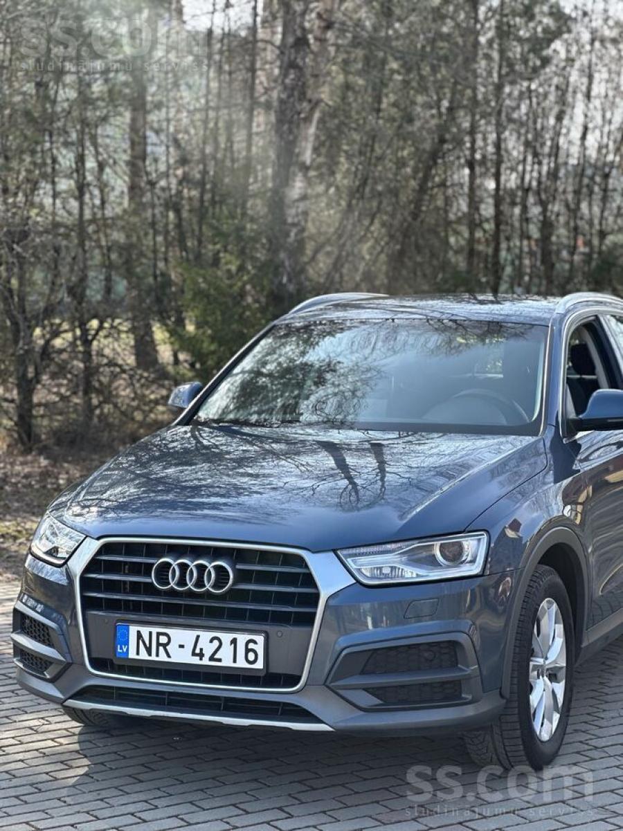 Blue Audi Q3 2017 in Riga, with an engine capacity of 2.00 L and mileage of 242 thousand km for 16750 €, photo 3 on AUTOMOTO.COM.LV