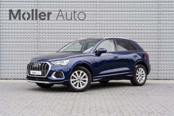 Zils Audi Q3 2023 Mārupe, ar dzinēja tilpumu 1.50 L un nobraukumu 82 tūkst. km par 30350 €, foto  vietnē AUTOMOTO.COM.LV