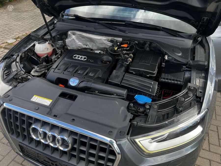 Grey Audi Q3 2013 in Ukmerge, with an engine capacity of 1.97 L and mileage of 298 thousand km for 9150 €, photo 29 on AUTOMOTO.COM.LV