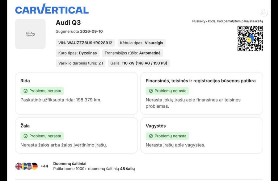 Grey Audi Q3 2017 in Jonava, with an engine capacity of 1.97 L and mileage of 209 thousand km for 13900 €, photo 26 on AUTOMOTO.COM.LV