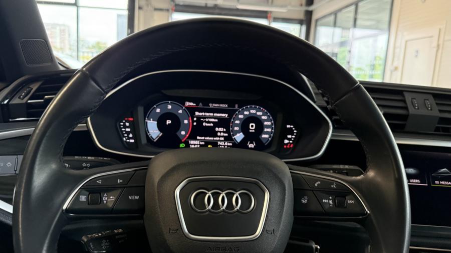 Pelēks Audi Q3 2022 Rīga, ar dzinēja tilpumu 2.00 L un nobraukumu 19 tūkst. km par 26900 €, foto 22 vietnē AUTOMOTO.COM.LV