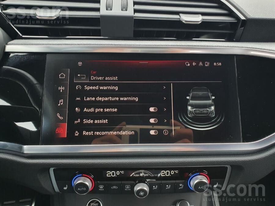 Pelēks Audi Q3 2023 Rīga, ar dzinēja tilpumu 1.50 L un nobraukumu 41 tūkst. km par 32500 €, foto 26 vietnē AUTOMOTO.COM.LV