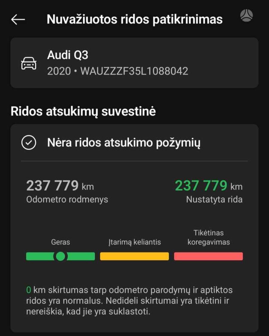 Red Audi Q3 2020 in Jonava, with an engine capacity of 2.00 L and mileage of 238 thousand km for 21500 €, photo 44 on AUTOMOTO.COM.LV