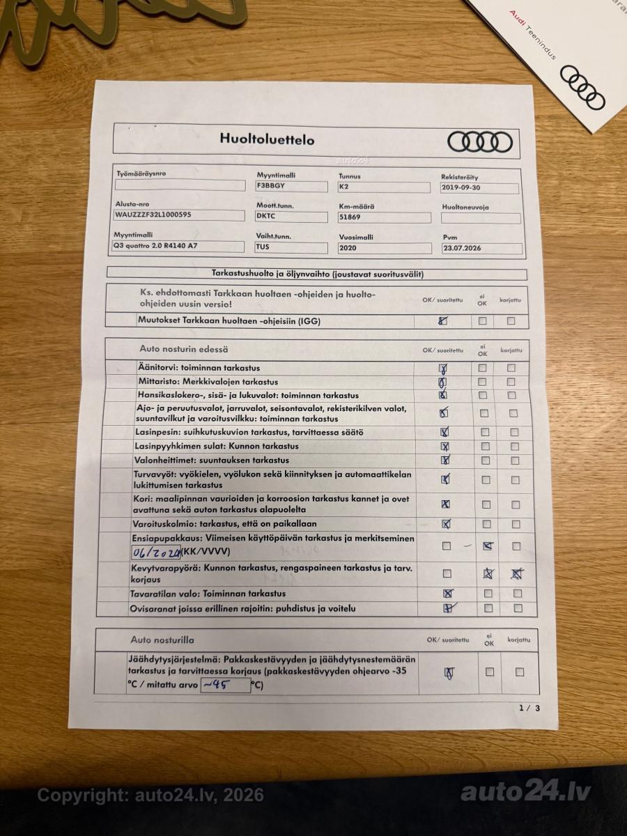Red Audi Q3 2019 in Tallinn, with an engine capacity of 2.00 L and mileage of 52 thousand km for 26900 €, photo 22 on AUTOMOTO.COM.LV