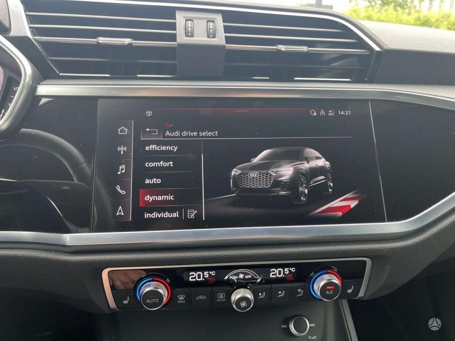 Melns Audi Q3 Sportback 2021 Viļņa, ar dzinēja tilpumu 1.97 L un nobraukumu 99 tūkst. km par 25900 €, foto 19 vietnē AUTOMOTO.COM.LV