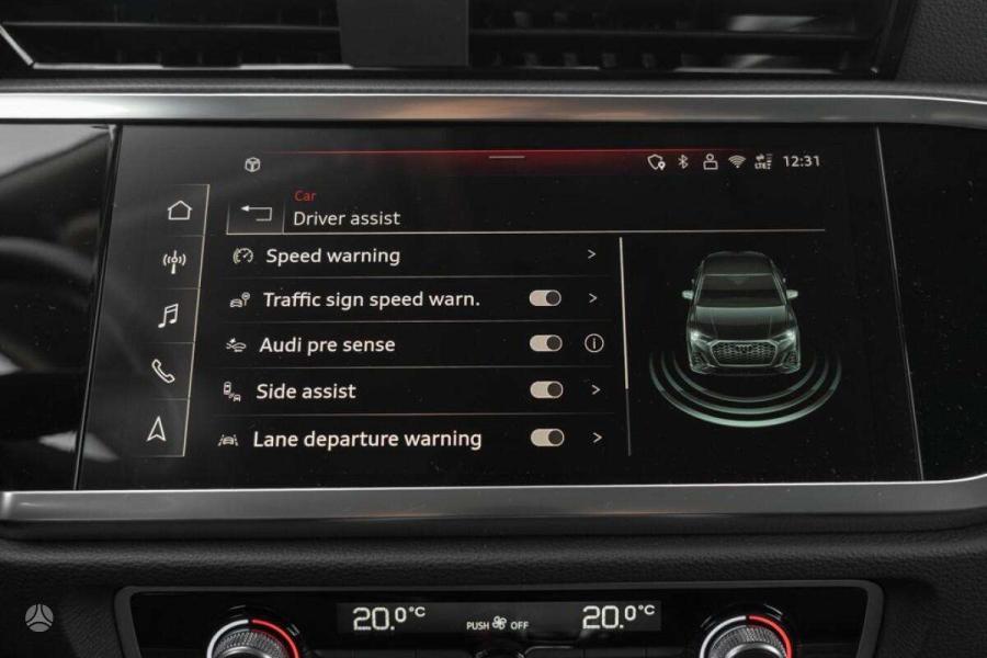 Black Audi Q3 Sportback 2024 in Vilnius, with an engine capacity of 1.50 L and mileage of 12 thousand km for 34750 €, photo 14 on AUTOMOTO.COM.LV