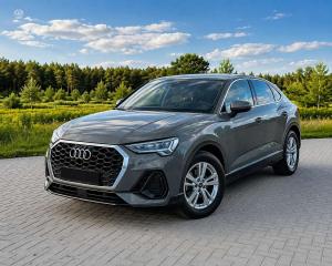 Grey Audi Q3 Sportback 2023 in Vilnius, with an engine capacity of 1.50 L and mileage of 98 thousand km for 27490 €, photo  on AUTOMOTO.COM.LV