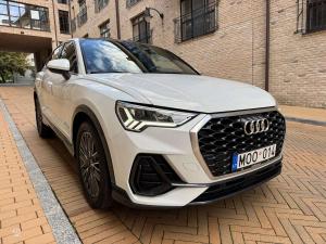 White Audi Q3 Sportback 2021 in Vilnius, with an engine capacity of 1.50 L and mileage of 55 thousand km for 28990 €, photo  on AUTOMOTO.COM.LV