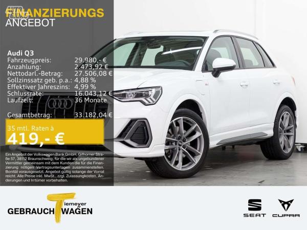 White Audi Q3 2022 in Kaunas, with an engine capacity of 1.40 L and mileage of 28 thousand km for 33197 €, photo 1 on AUTOMOTO.COM.LV