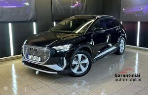 Melns Audi Q4 e-tron 2021 Viļņa, ar dzinēja tilpumu 0.00 L un nobraukumu 18 tūkst. km par 36550 €, foto  vietnē AUTOMOTO.COM.LV