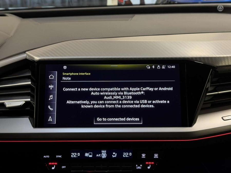Black Audi Q4 e-tron 2022 in Vilnius, with an engine capacity of 0.00 L and mileage of 48 thousand km for 25990 €, photo 24 on AUTOMOTO.COM.LV