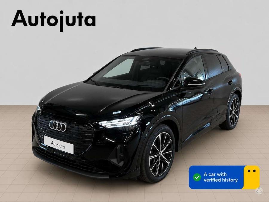 Black Audi Q4 e-tron 2023 in Kaunas, with an engine capacity of 0.00 L and mileage of 72 thousand km for 36600 €, photo 1 on AUTOMOTO.COM.LV