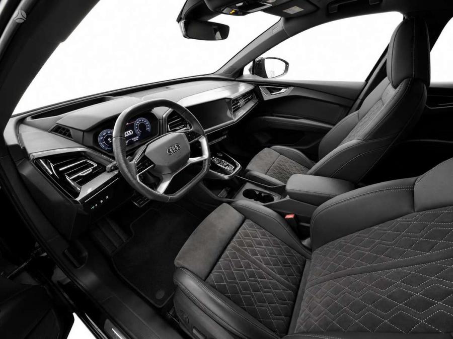 Black Audi Q4 e-tron 2023 in Kaunas, with an engine capacity of 0.00 L and mileage of 72 thousand km for 36600 €, photo 6 on AUTOMOTO.COM.LV