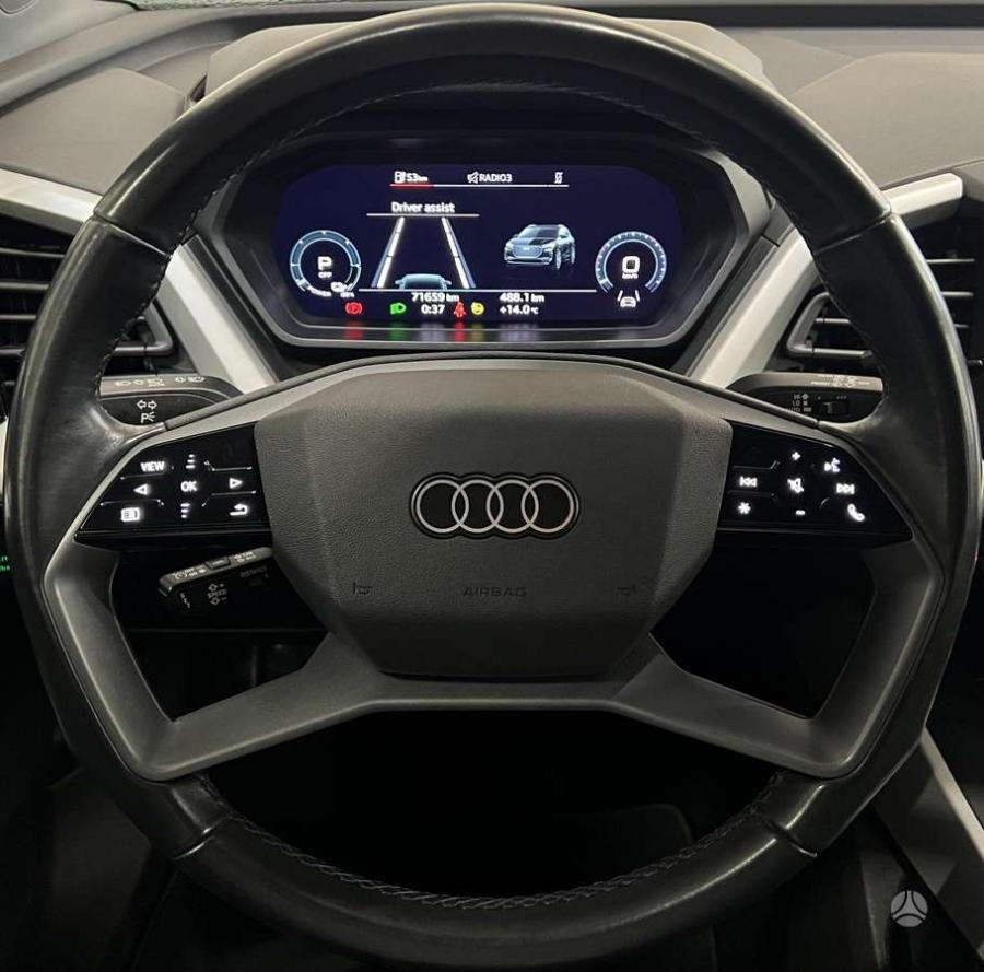 Blue Audi Q4 e-tron 2021 in Kaunas, with an engine capacity of 0.00 L and mileage of 72 thousand km for 23800 €, photo 6 on AUTOMOTO.COM.LV