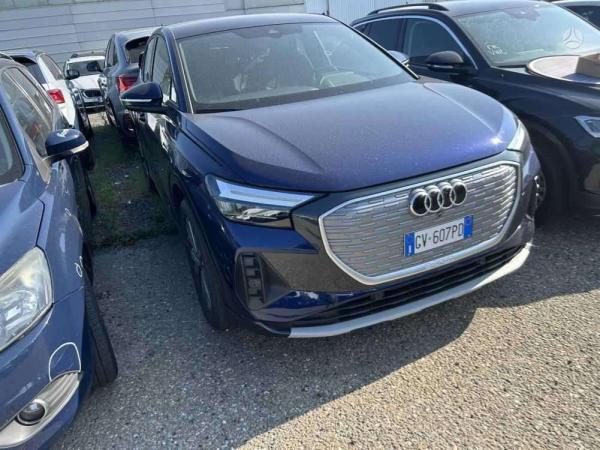 Blue Audi Q4 e-tron 2024 in Panevezys, with an engine capacity of 0.00 L and mileage of 23 thousand km for 37900 €, photo 1 on AUTOMOTO.COM.LV